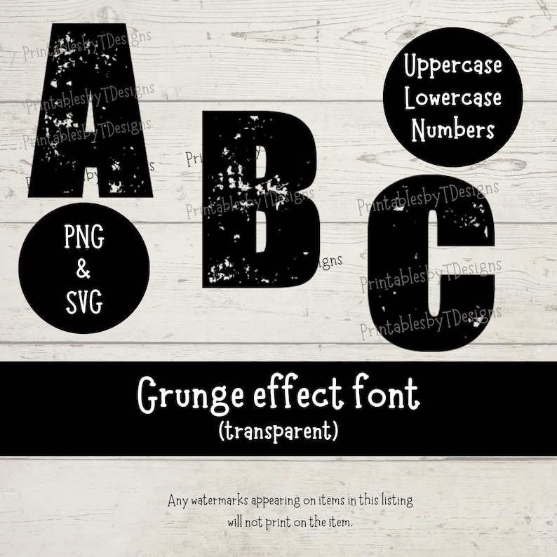 Distressed Font SVG, Grunge Overlay PNG, Uppercase Letters, Lowercase ...