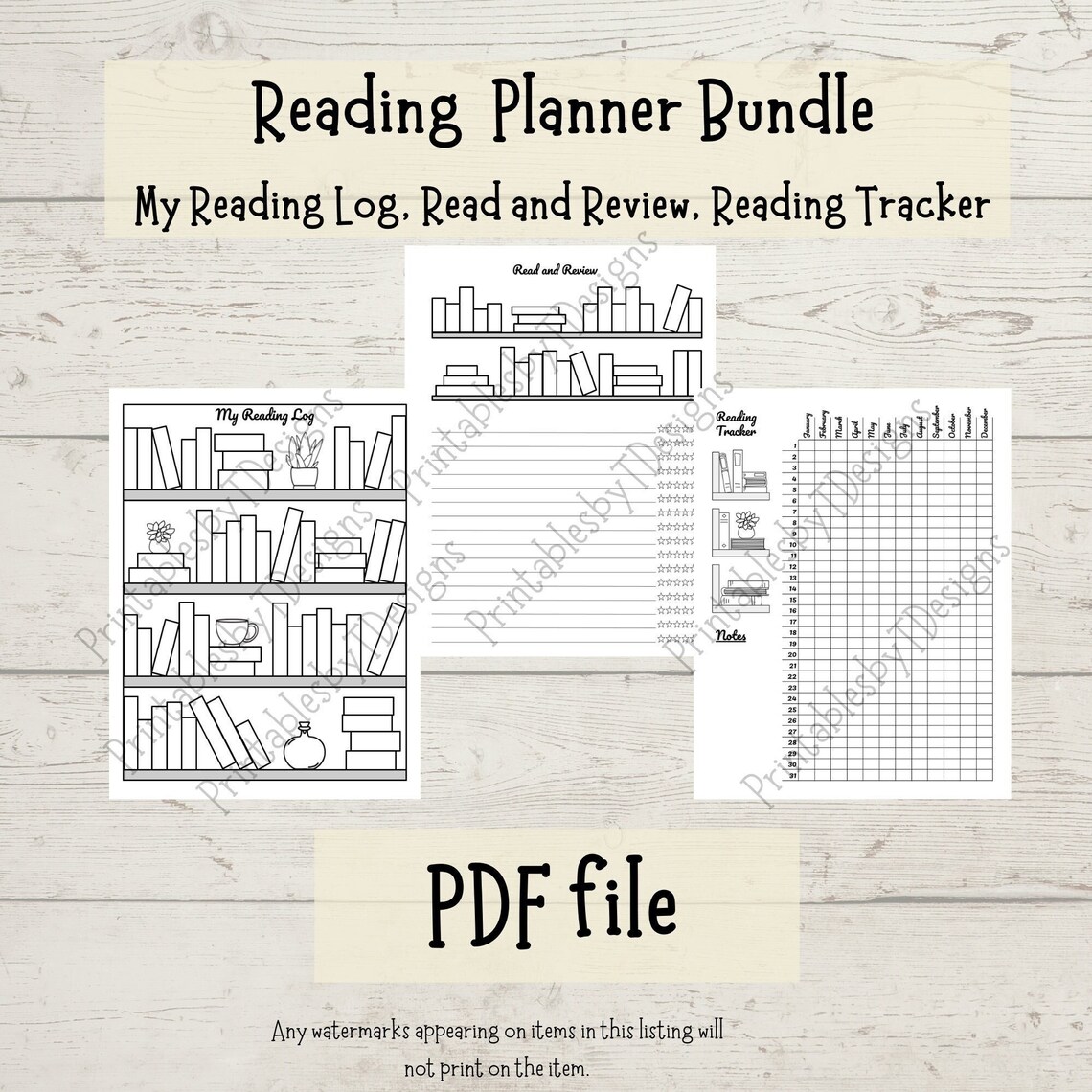 Reading Planner Printables Set of Three Reading Log Journal - Etsy
