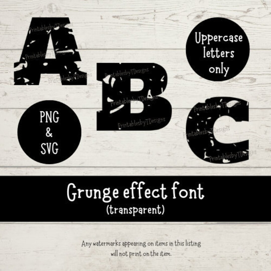 Distressed Uppercase Letters SVG, Grunge Overlay PNG, Textured Alphabet ...