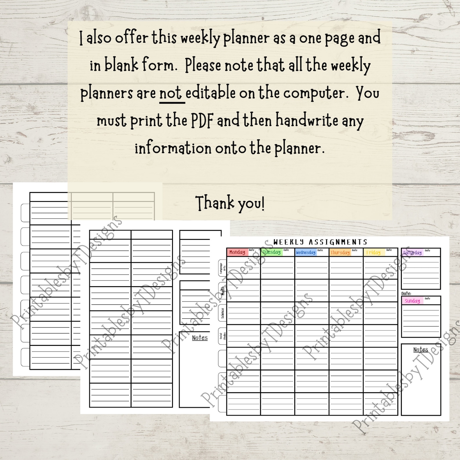 Weekly Assignment Tracker Two Pages Homework Planner Middle - Etsy