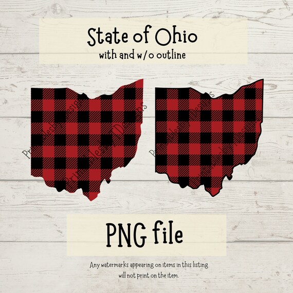 Ohio State Shape PNG State of Ohio Png Red Plaid Ohio State - Etsy