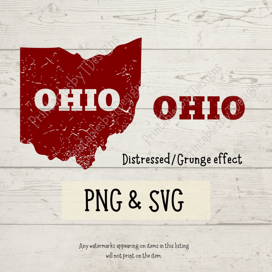 Ohio State Shape PNG, Distressed SVG Cut File, State Svg, State Clipart ...