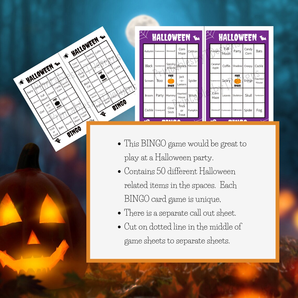 Halloween BINGO, Party Game, Kids Party Game, Bingo Game, PDF File, 30 ...