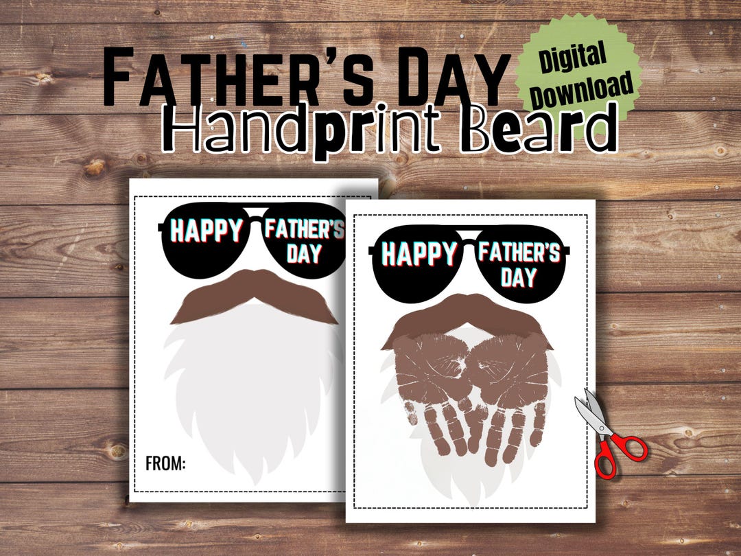 Handprint Beard Printable / for Dad / Handprint Gift / Handprint Art ...