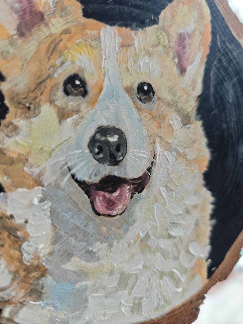 Hand-painted Wooden Wall Art | 16x16 Cm | Corgi, Line Dog, Leopard ...