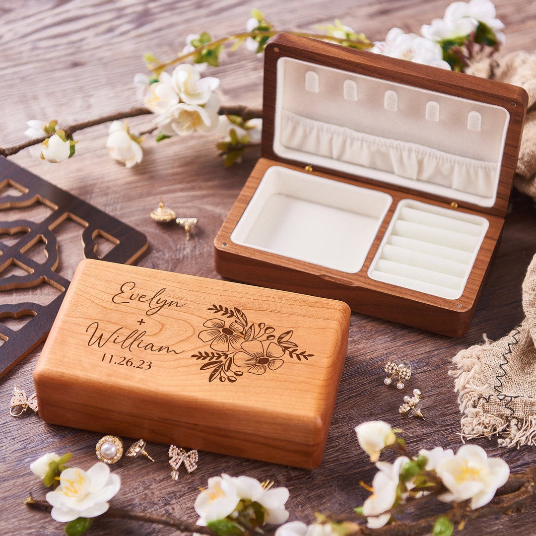 Personalized Wooden Jewelry Box, Personalized Name Jewelry Box, Women Unique Wooden Jewelry Box ...