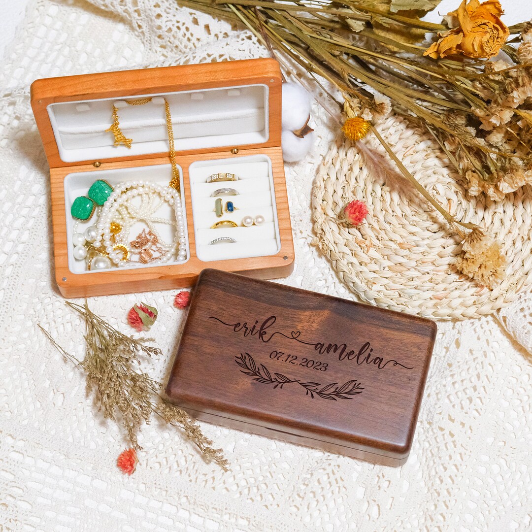 Personalized Wooden Jewelry Box Couple Name Jewelry Box Jewelry Box ...