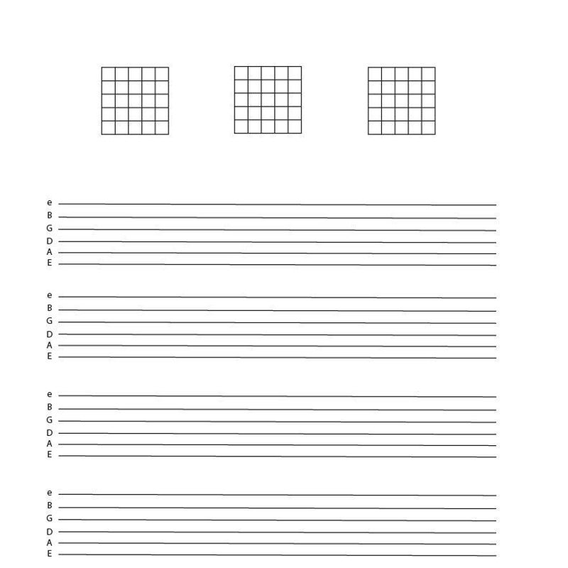 Guitar Tab Template - Etsy