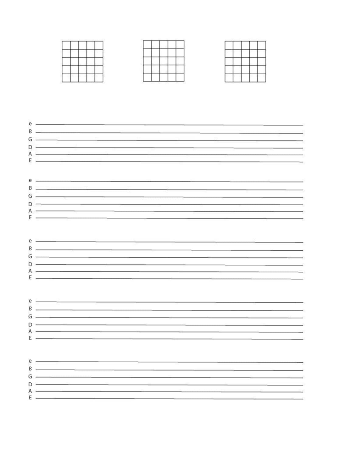 Printable Six String Guitar Blank Tablature and Chord Box Download ...