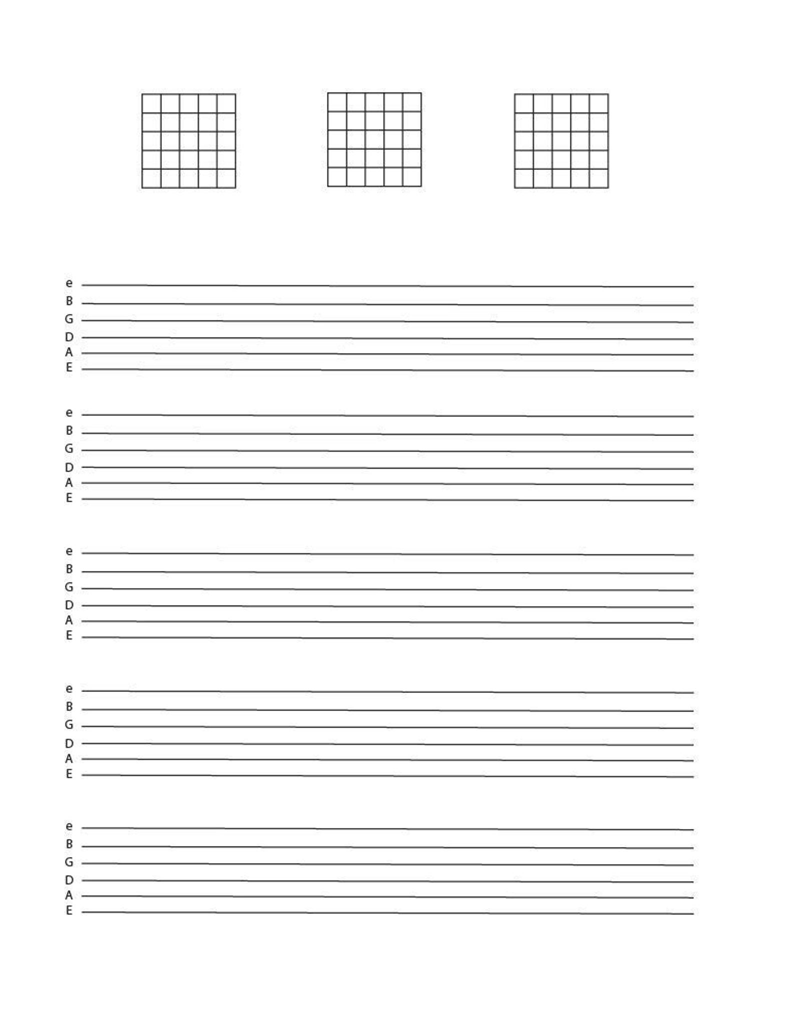 Printable Six String Guitar Blank Tablature and Chord Box Download ...