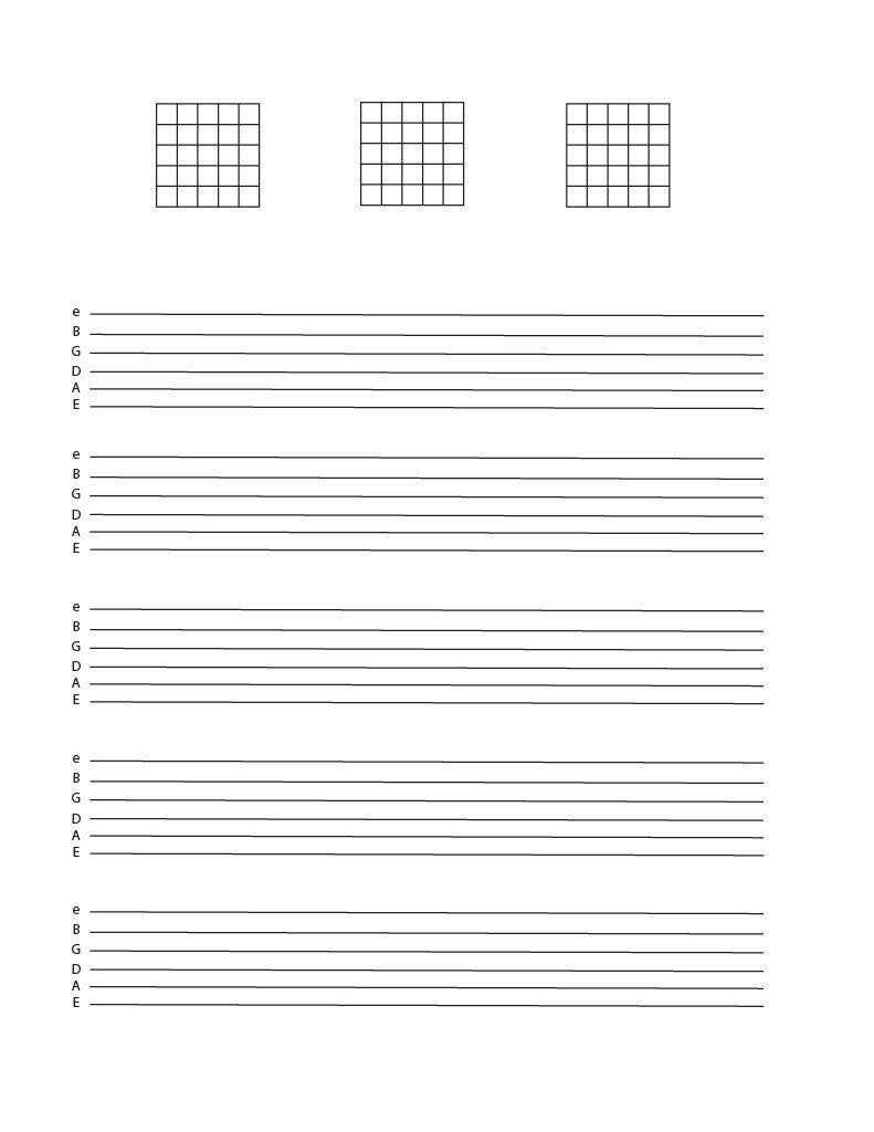 Printable Six String Guitar Blank Tablature and Chord Box Download ...
