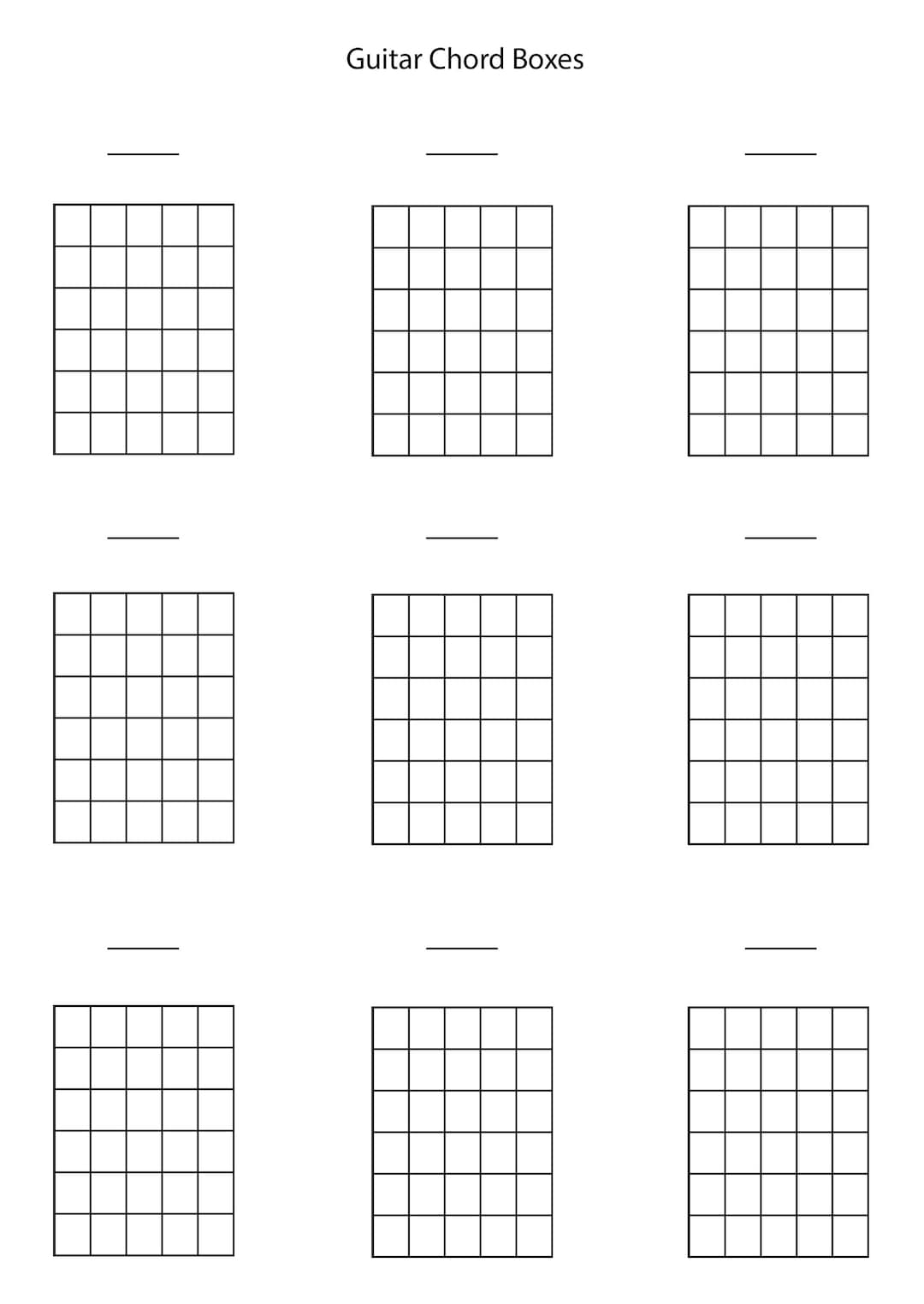 6 String Blank Guitar Chord Boxes A4 and 8.5x11 - Etsy