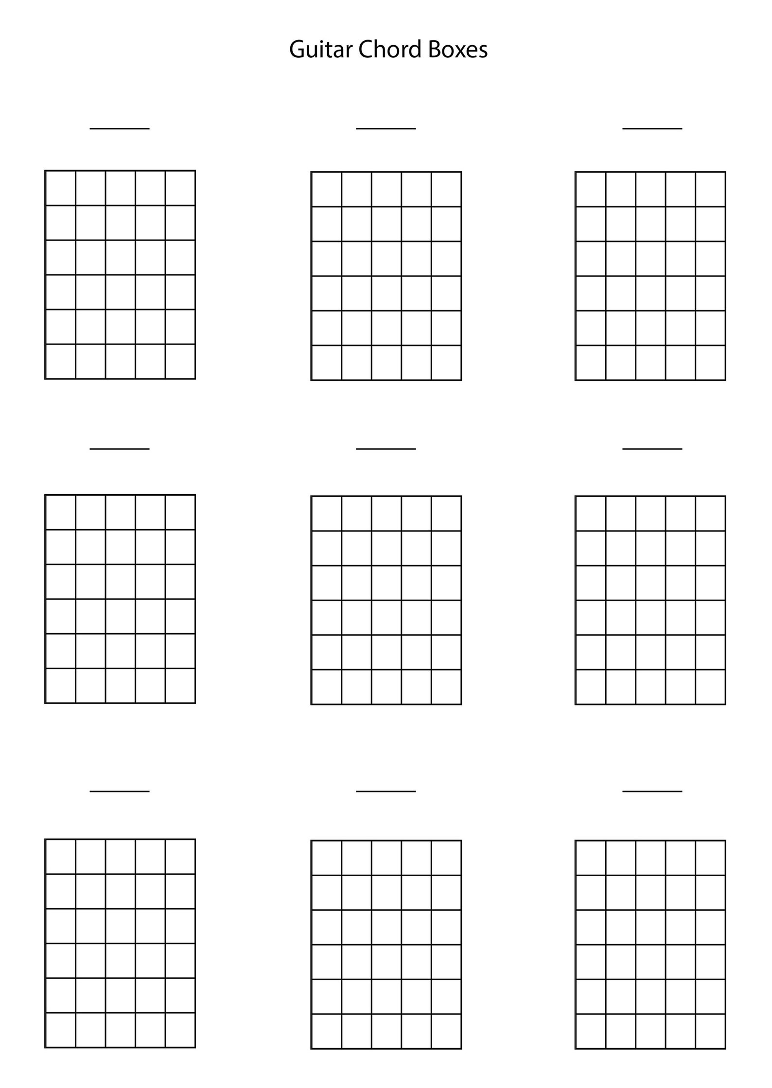 6 String Blank Guitar Chord Boxes A4 and 8.5x11 - Etsy