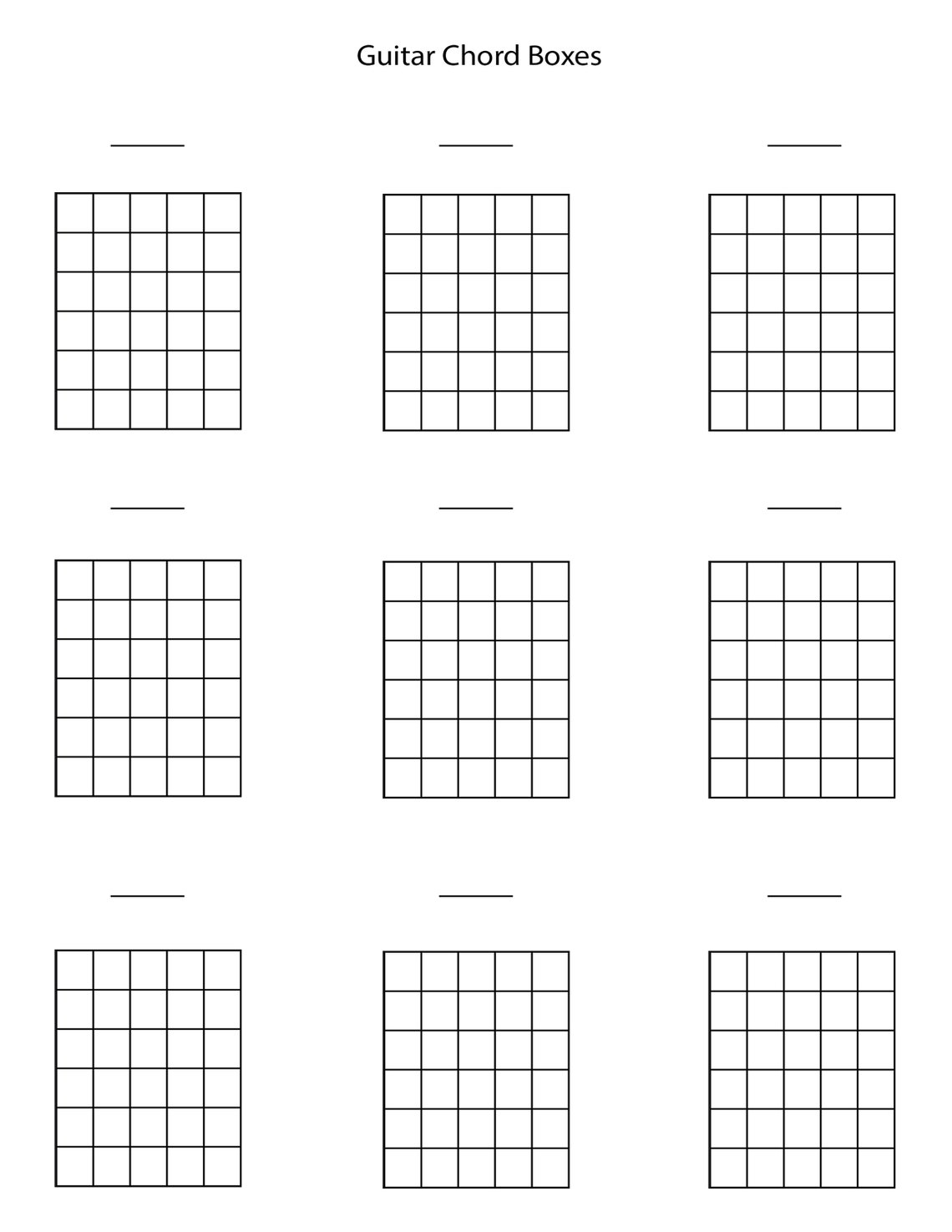 Fretboard & Chord Box Chart Diagrams. Six String Guitars. Songwriting ...