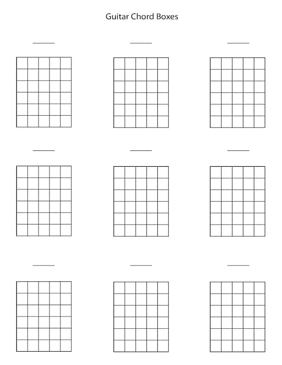 Fretboard & Chord Box Chart Diagrams. Six String Guitars. | Etsy