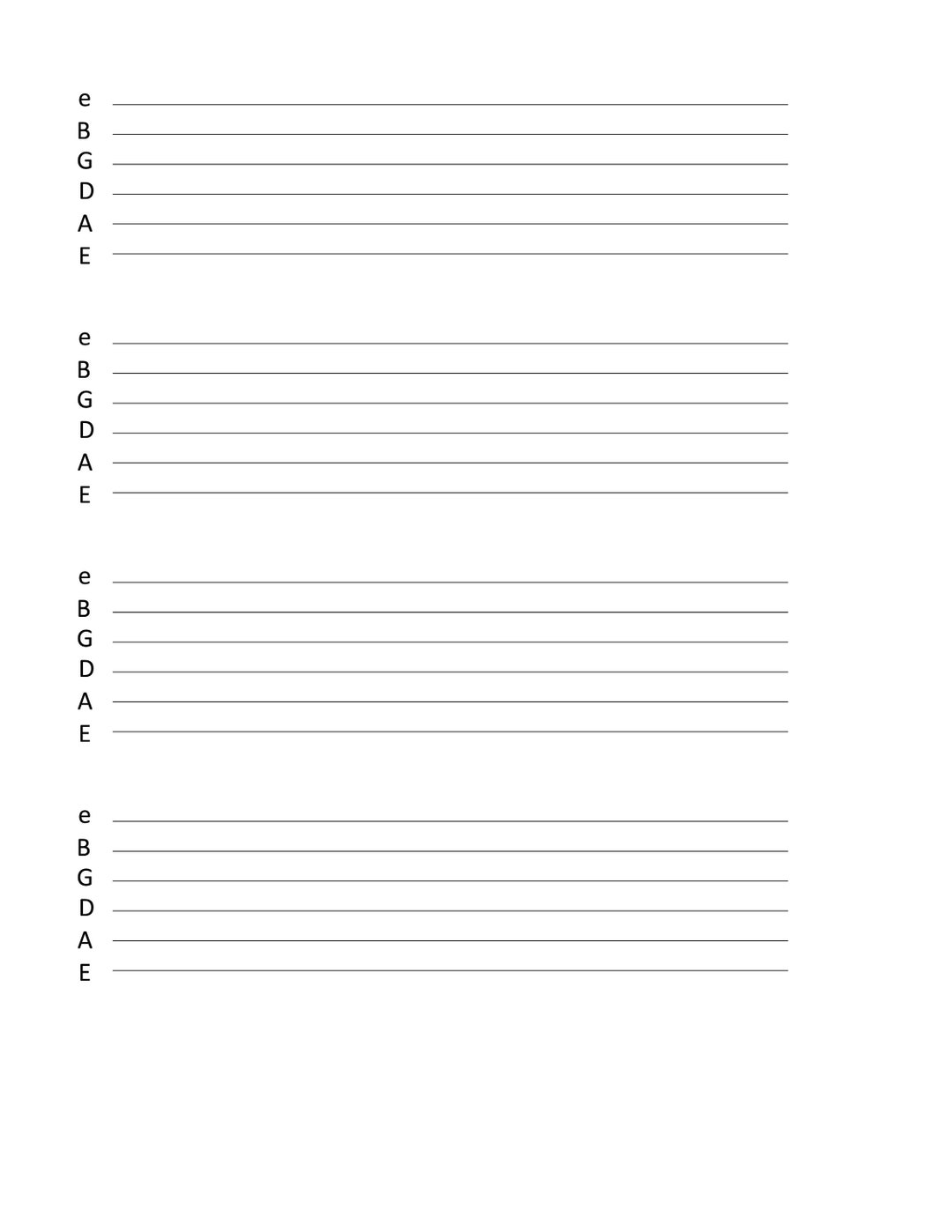 Blank Six String Guitar Tab Digital Download 8x11 and A4 - Etsy