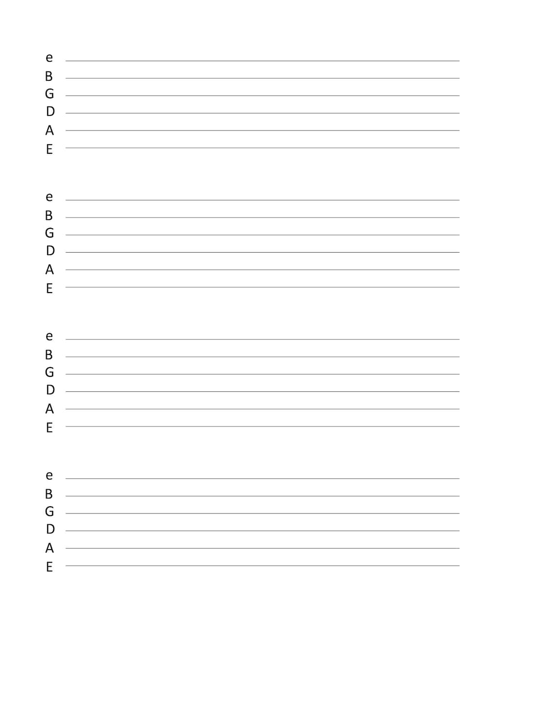 Blank Six String Guitar Tab Digital Download 8x11 and A4 - Etsy