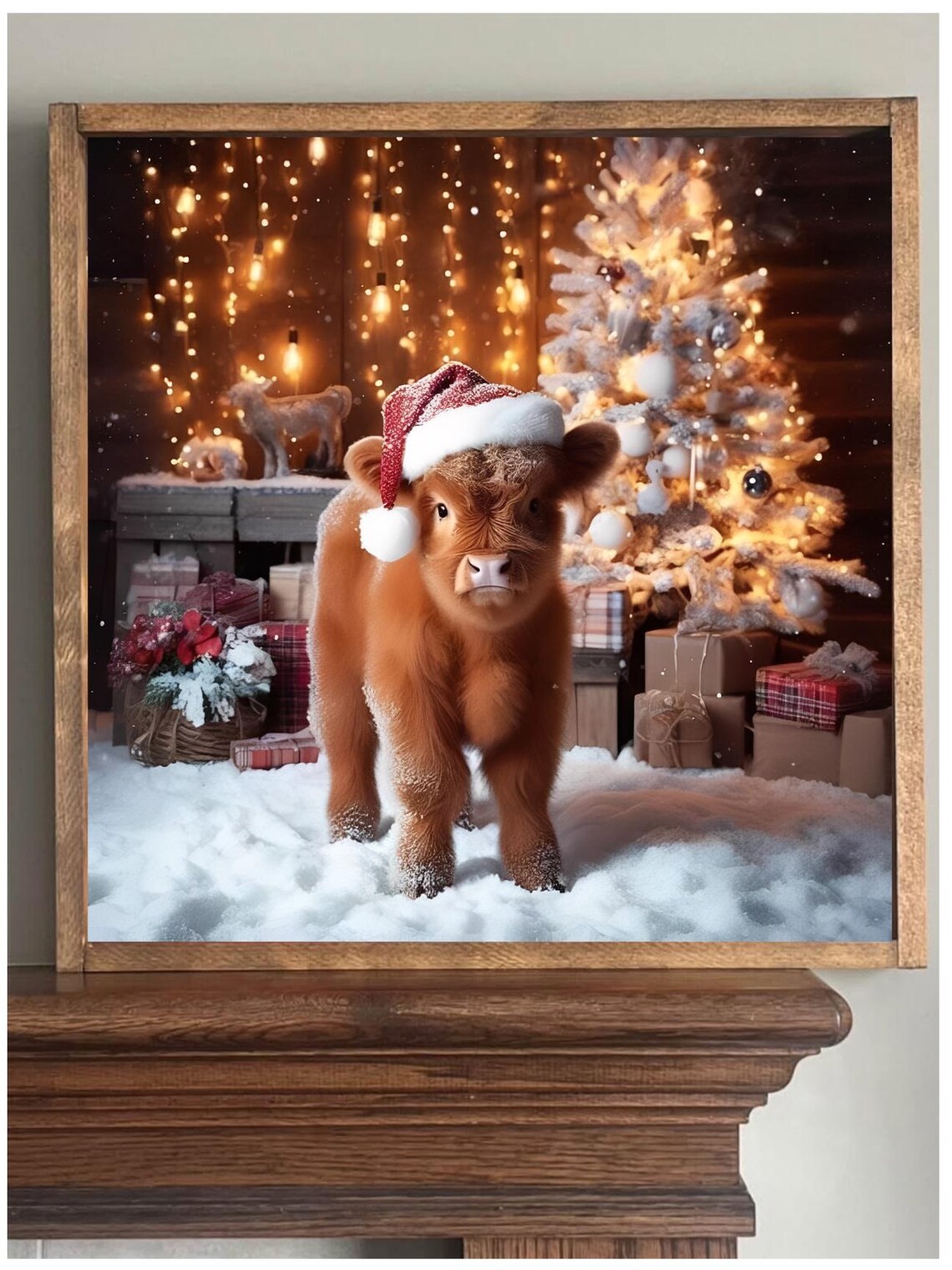 Santa's Helper Highland Cow Farmhouse Sign - Etsy