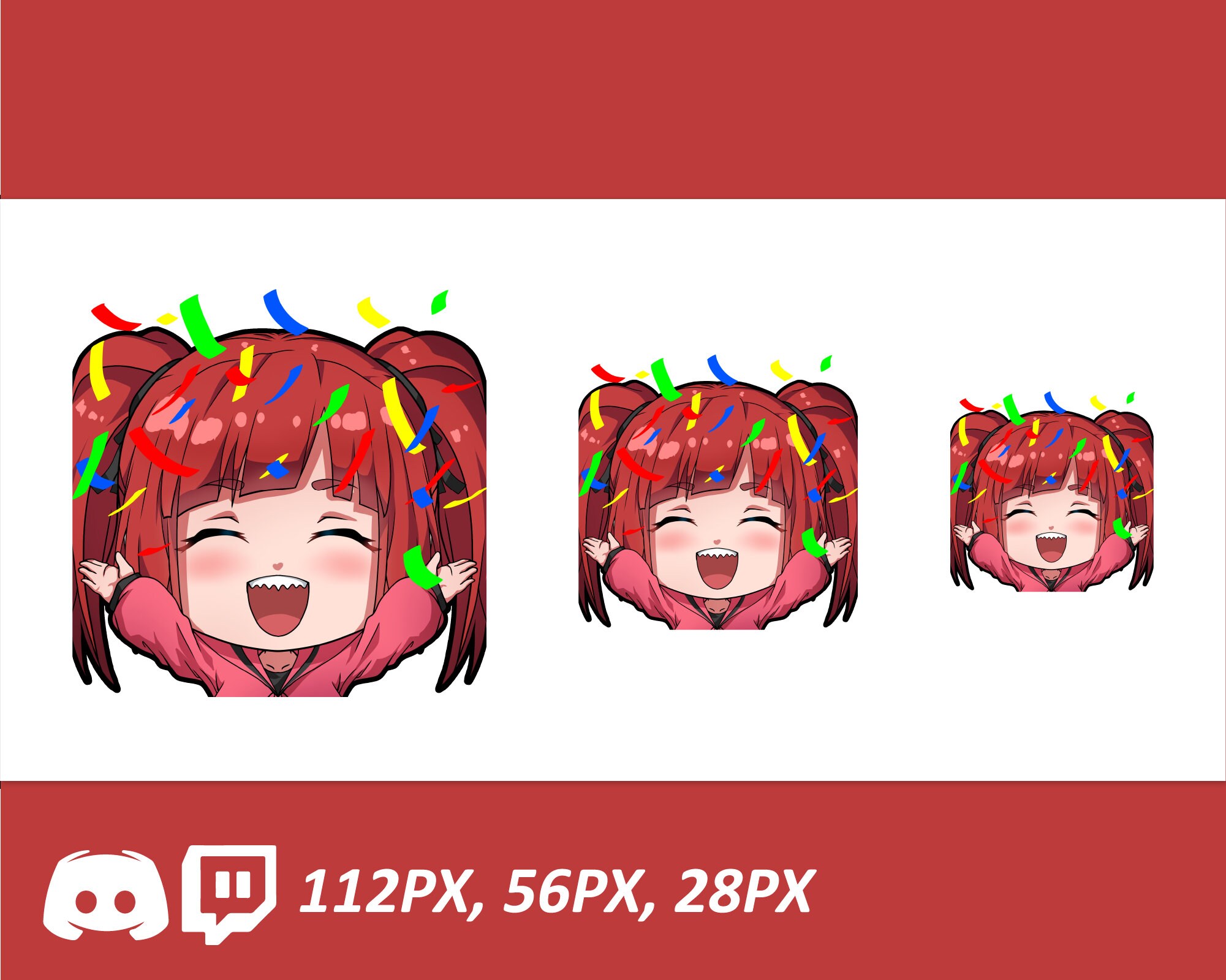 Chibi Girl Emotes, Red Hair Pigtail, Cute Emotes, Anime Emotes, Little ...
