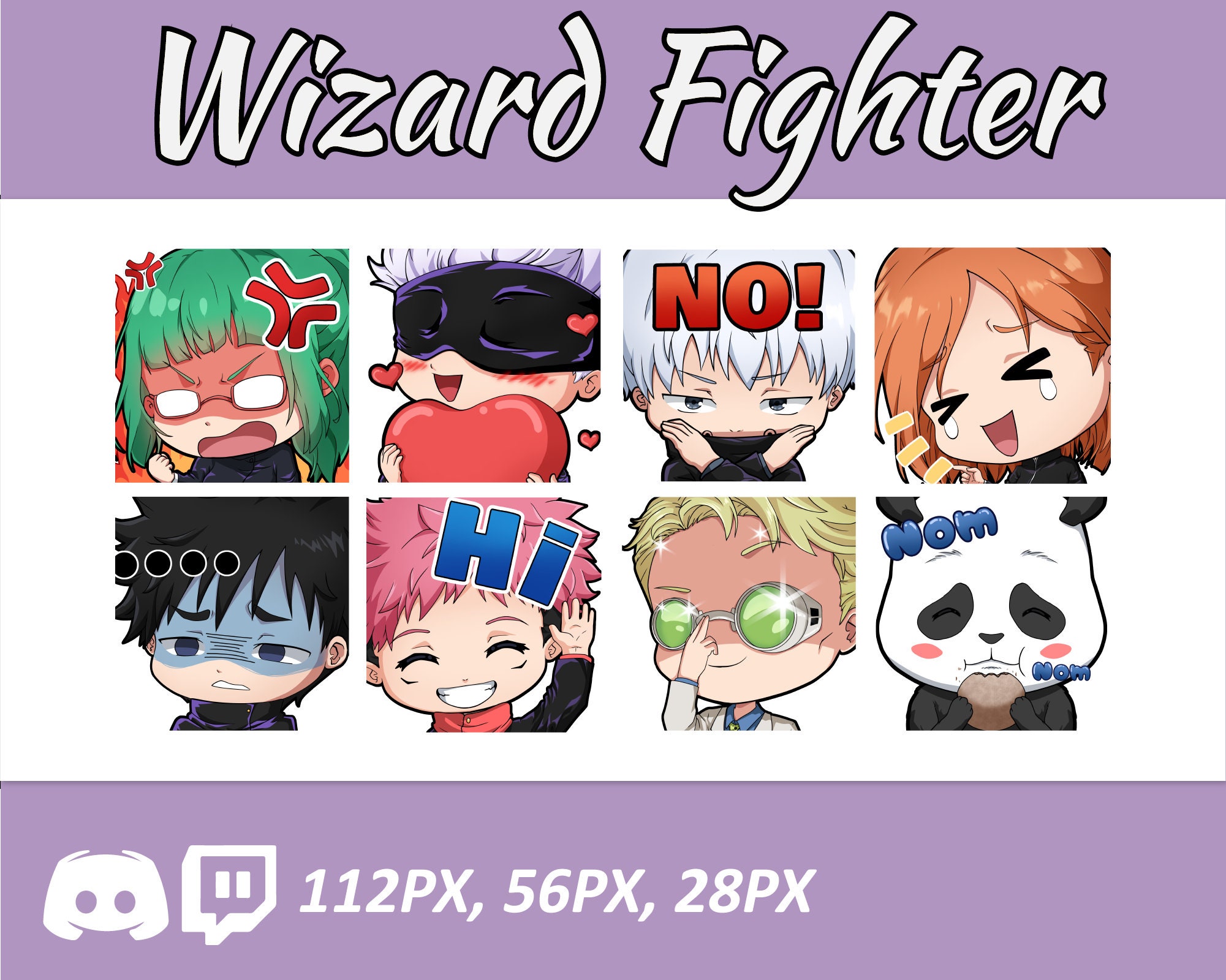 Anime Emotes Chibi Wizard Fighter Emotes Twitch Emotes - Etsy