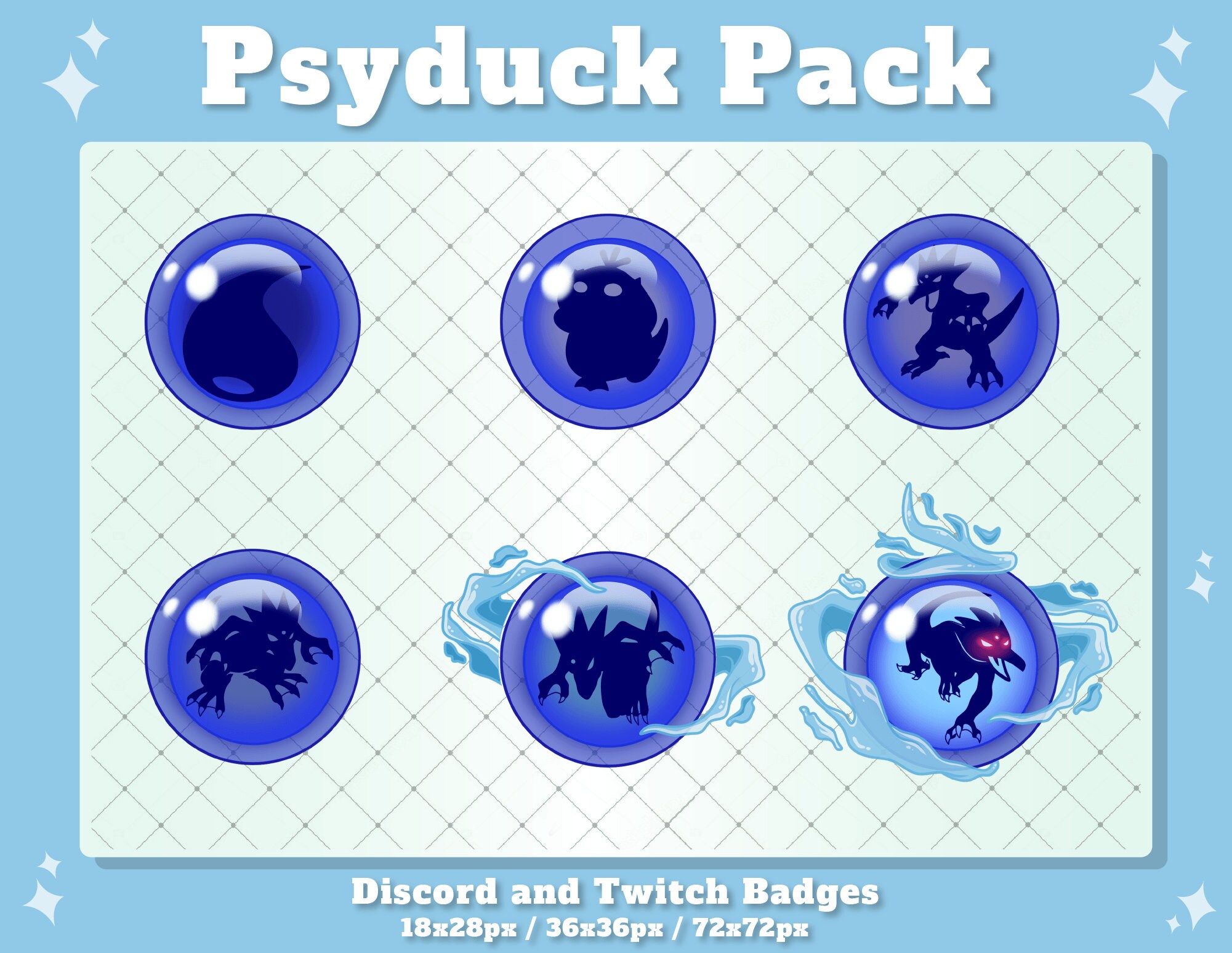 Psyduck 6x Sub Badges, Pokemon Sub Badge, Psyduck Badges, Twitch Sub ...