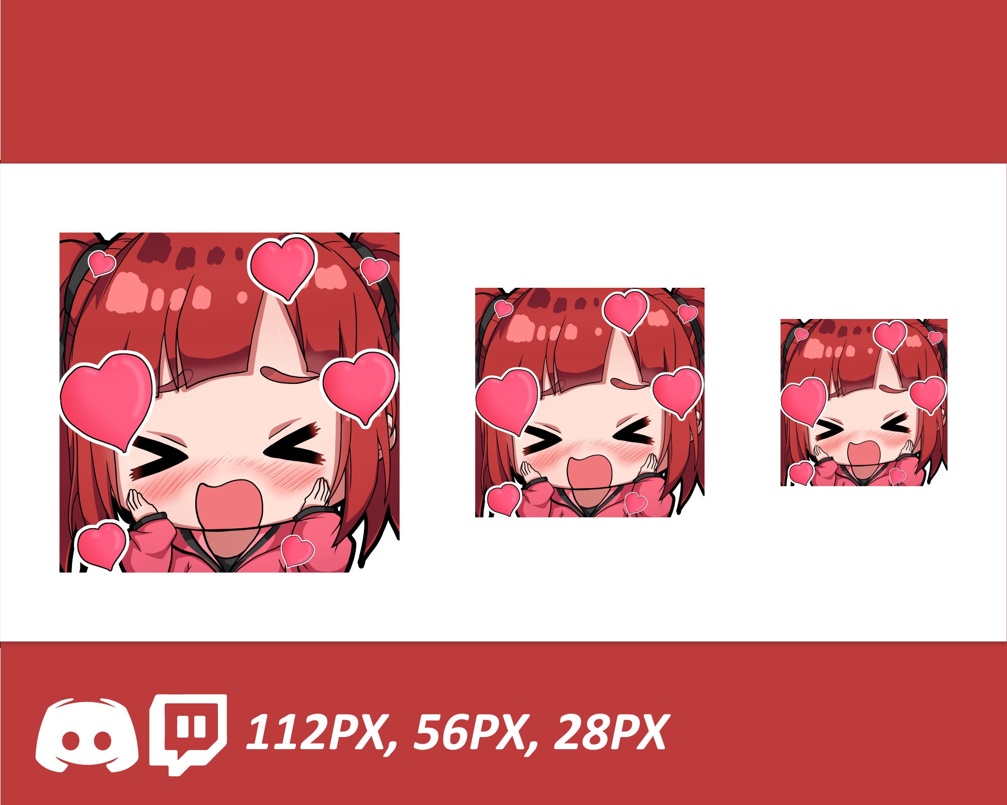 Chibi Girl Emotes, Red Hair Pigtail, Cute Emotes, Anime Emotes, Little ...