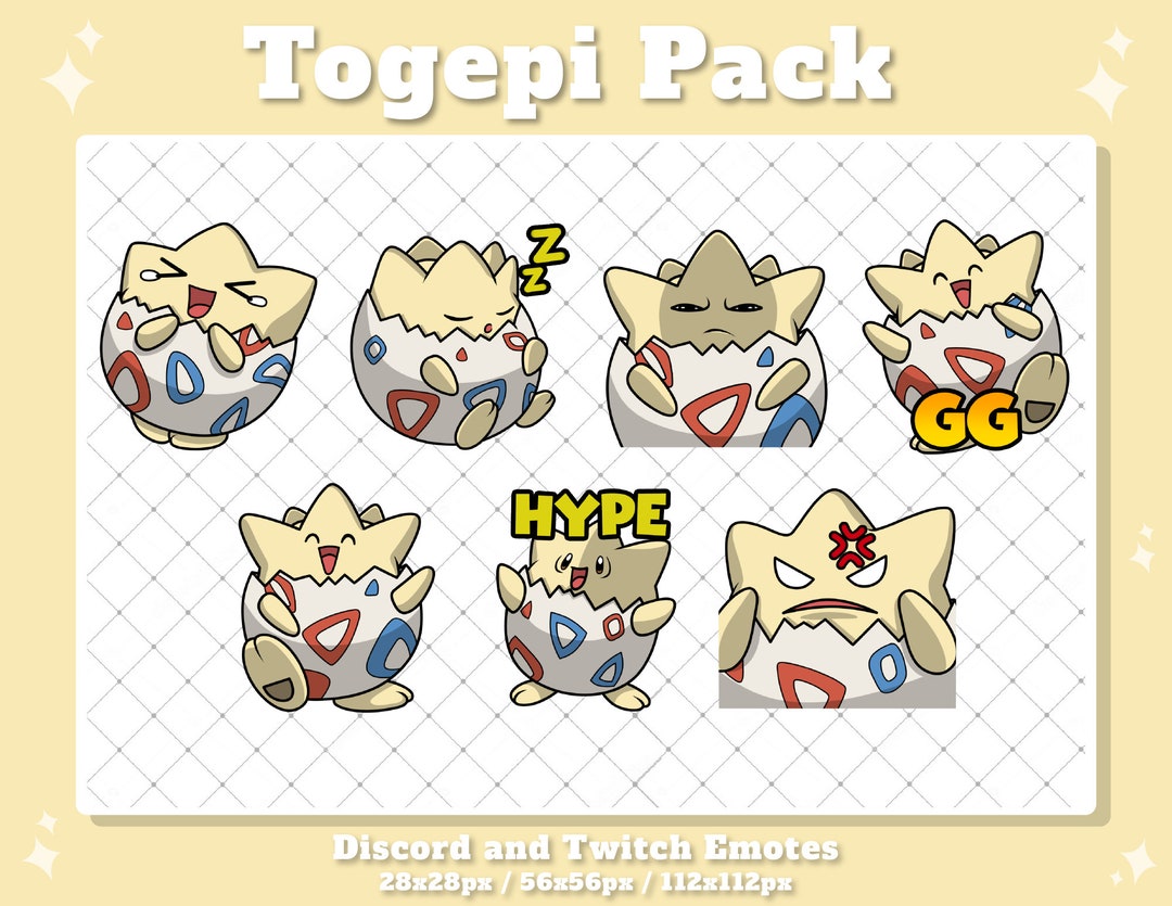 Togepi Twitch Emotes Bundle, Togepi Pack, Pokemon Discord Emotes ...