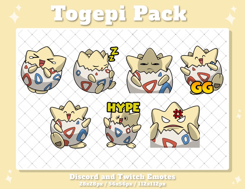 Togepi Twitch Emotes Bundle, Togepi Pack, Pokemon Discord Emotes ...