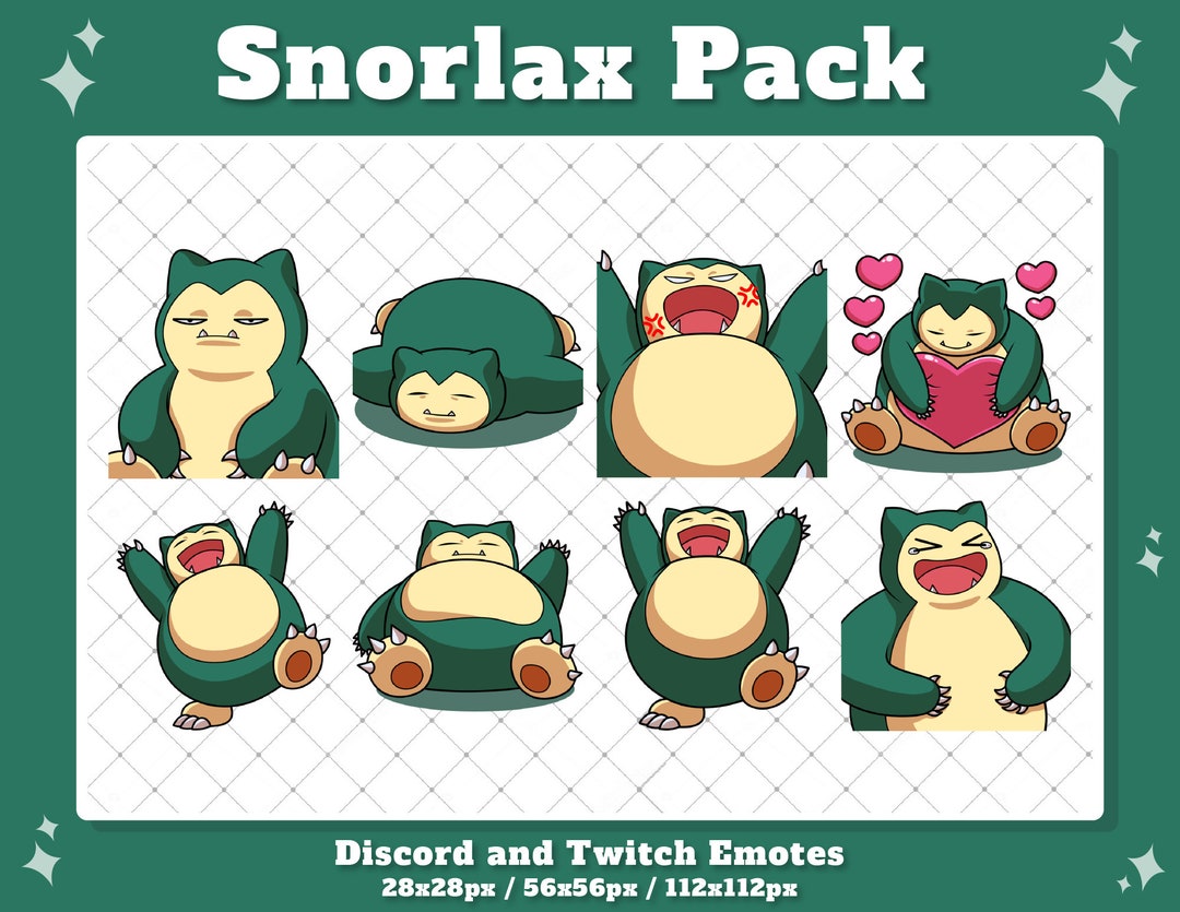Snorlax Twitch Emotes Bundle, Snorlax Pack, Pokemon Discord Emotes ...