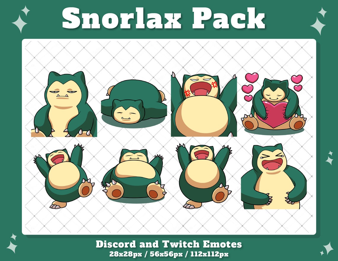 Snorlax Twitch Emotes Bundel, Snorlax pack, Pokemon Discord Emotes ...