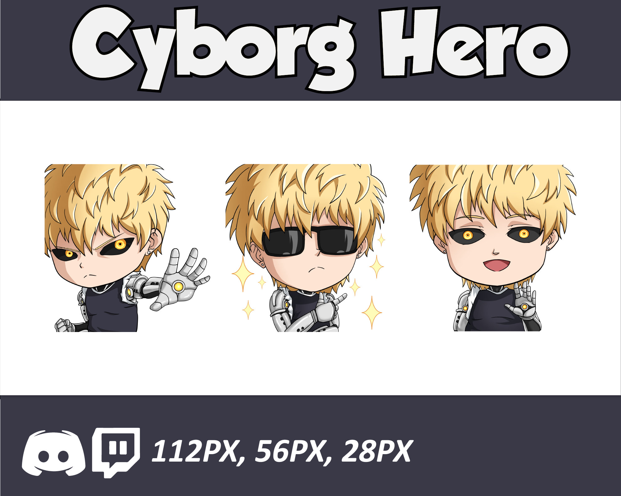 Anime Emotes, Cyborg Punch Hero Emotes, Twitch Emotes, Manga Cartoon ...