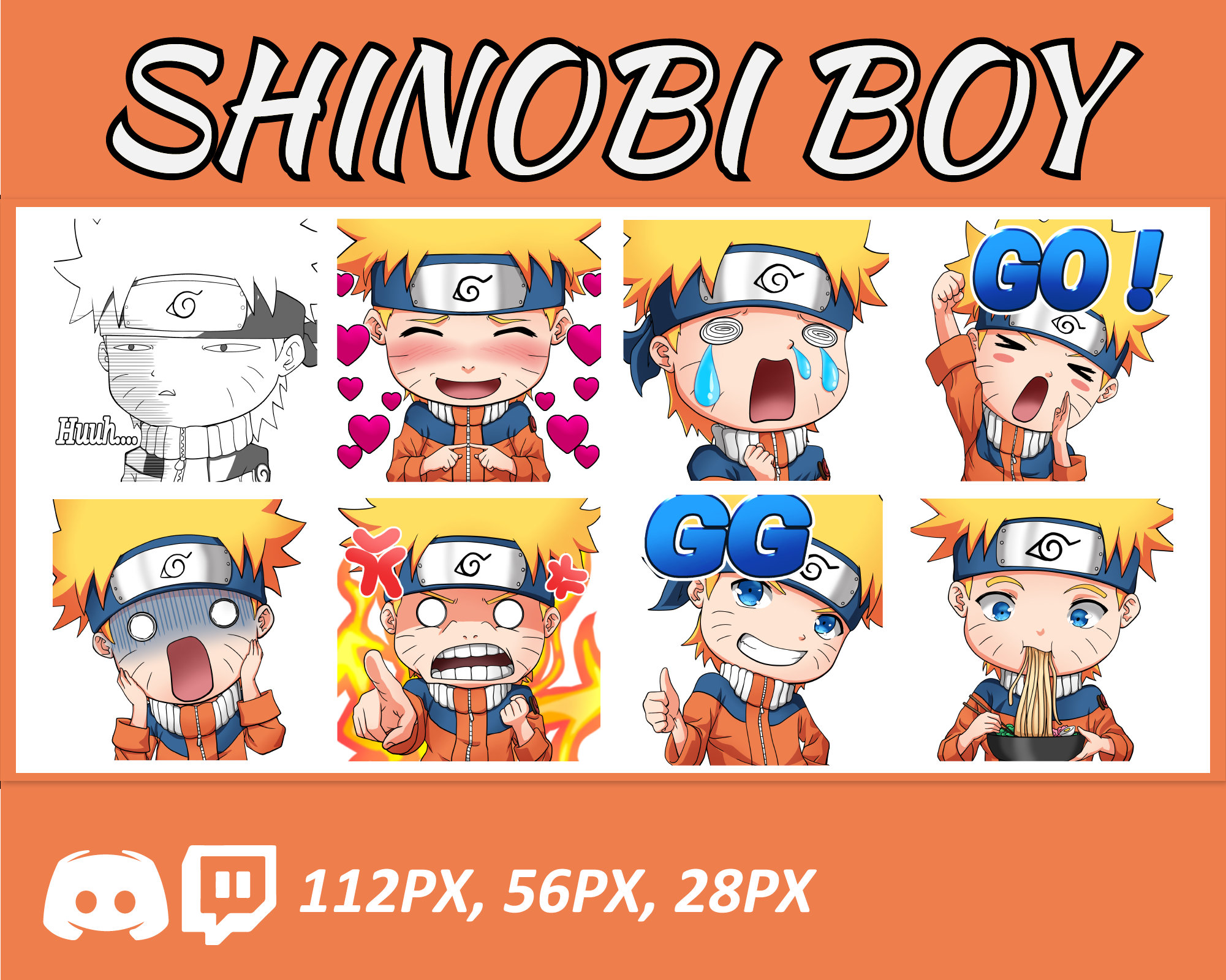 Anime Emotes, Chibi Ninja Emotes, Twitch Emotes, Manga Cartoon Cute ...