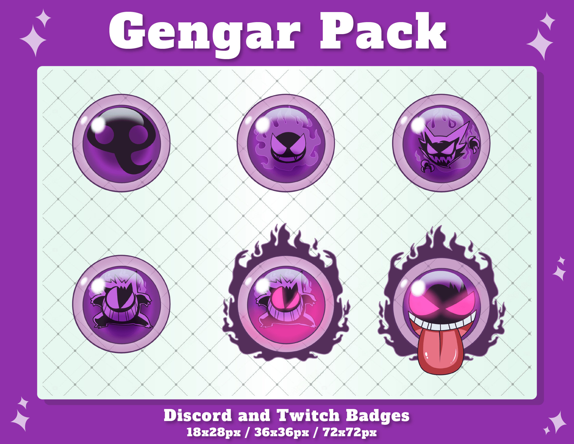 Gengar 6x Sub Badges, Pokemon Sub Badge, Gengar Badges, Twitch Sub ...