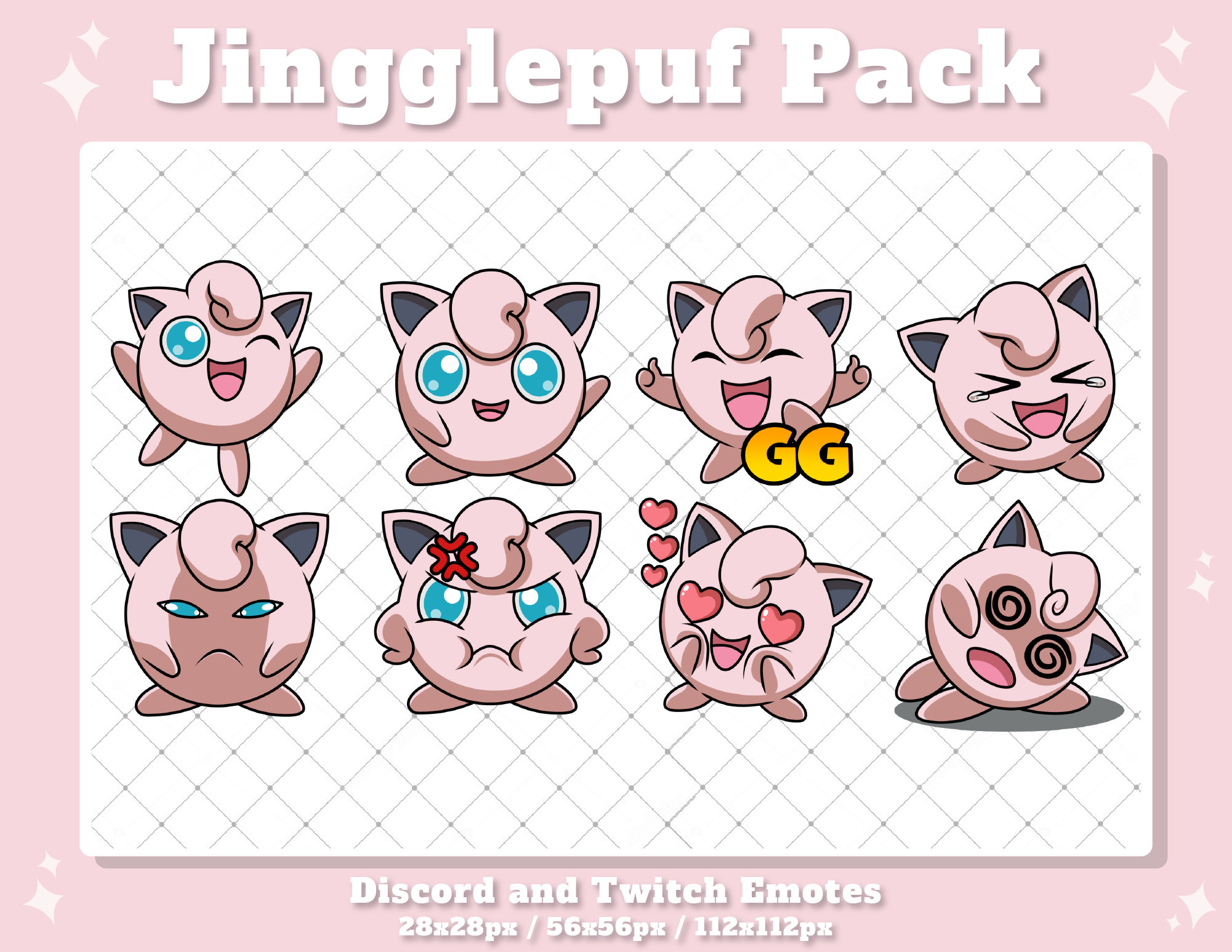 Jingglepuf Twitch Emotes Bundle, Jingglepuf Emotes Pack, Pokemon ...