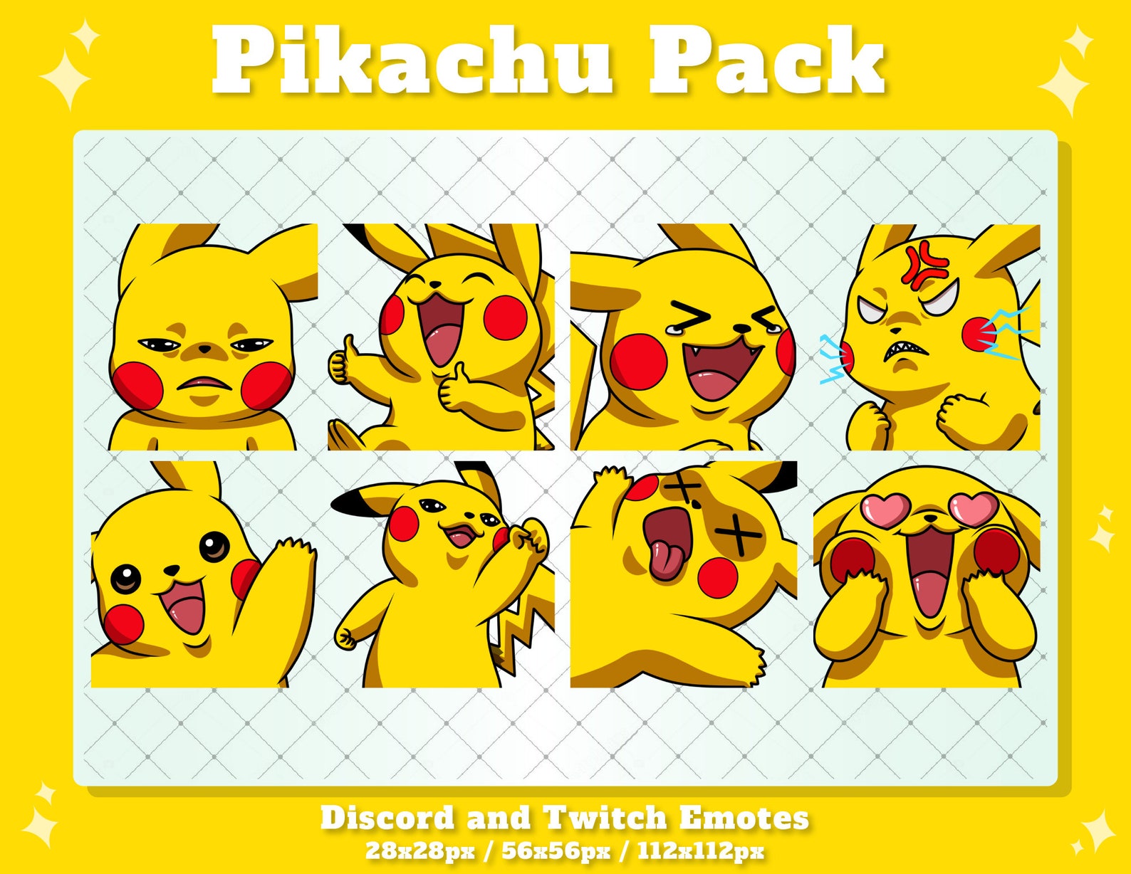 Pikachu Twitch Emotes Bundle, Pikachu Emotes Pack, Pokemon Discord ...