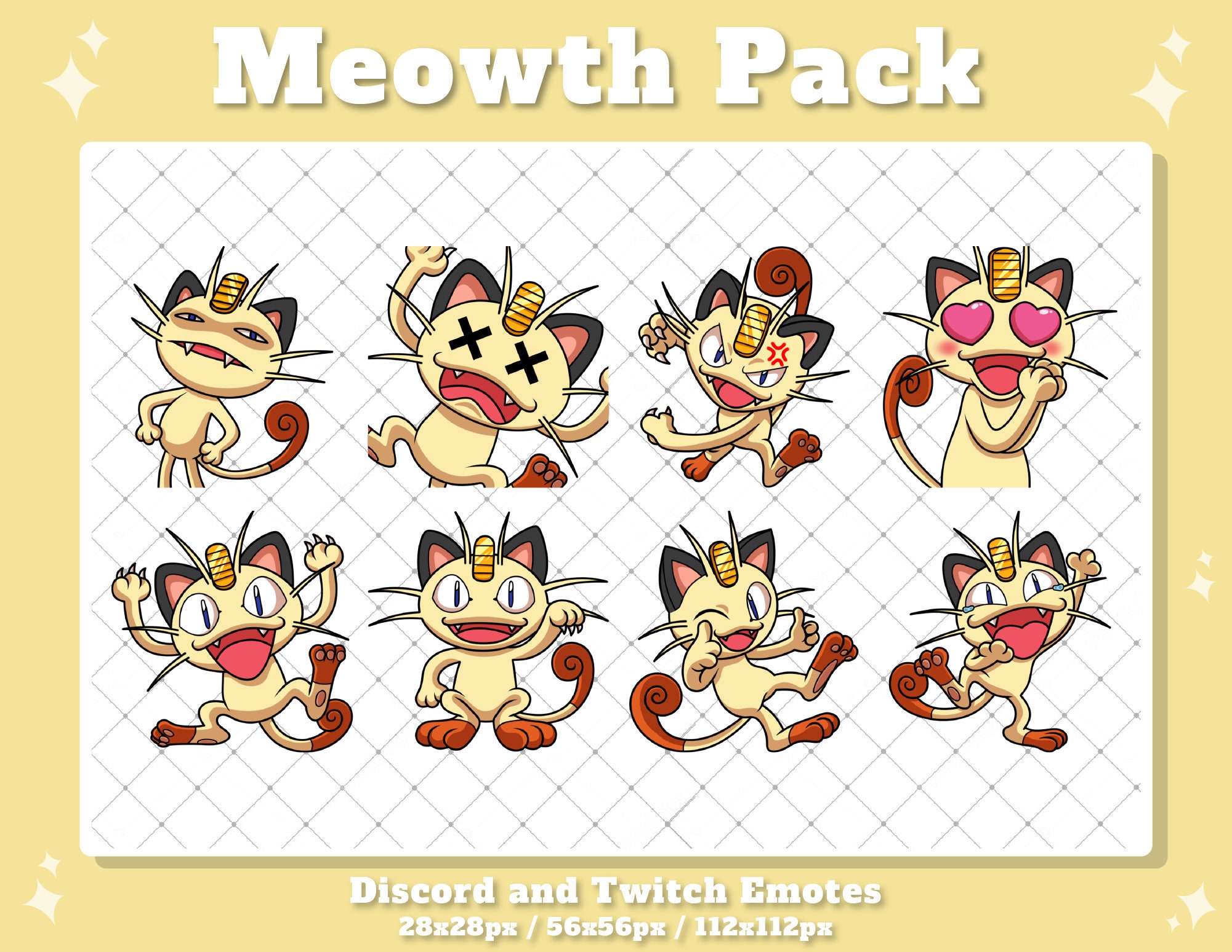 Meowth Twitch Emotes Bundle, Meowth Pack, Pokemon Discord Emotes ...