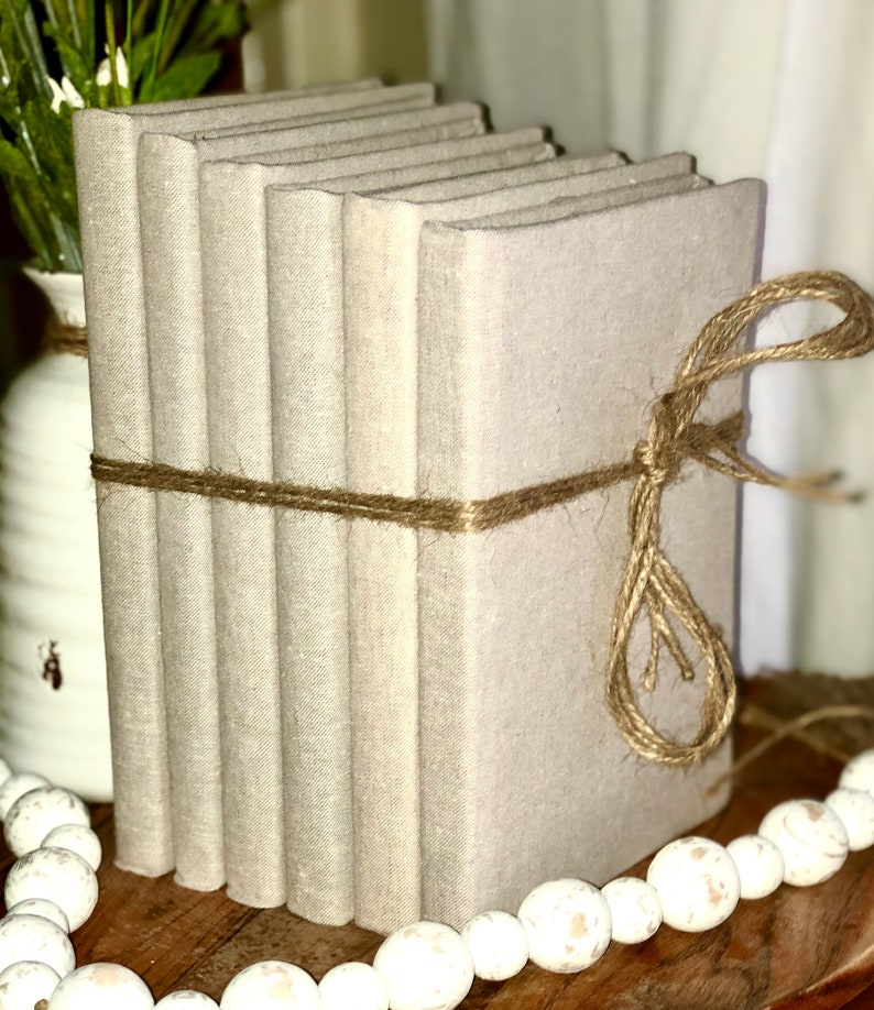 Linen Stacked Books - Etsy