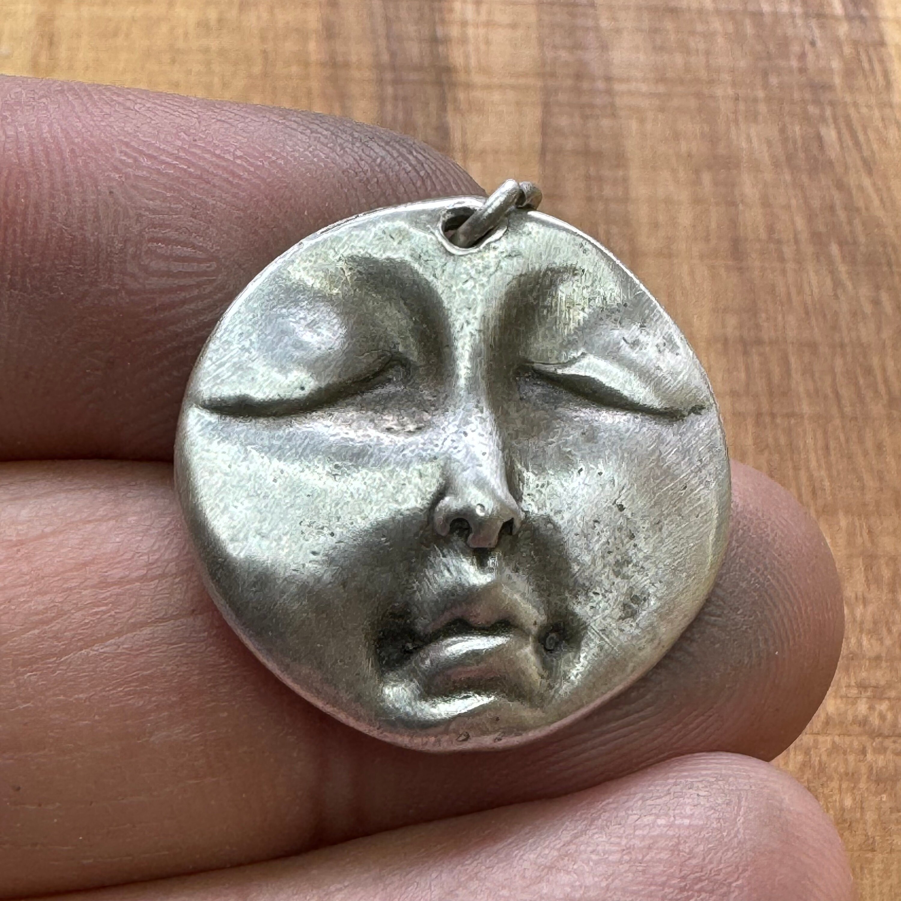 Large Sterling Silver Moon Face 25mm Diameter - Etsy