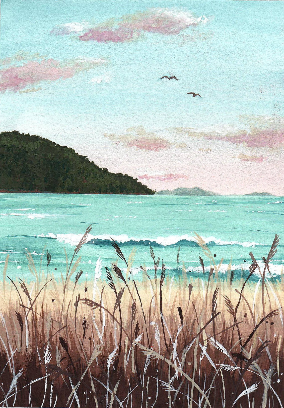 Ocean Gouache Painting /Digital Print | Etsy