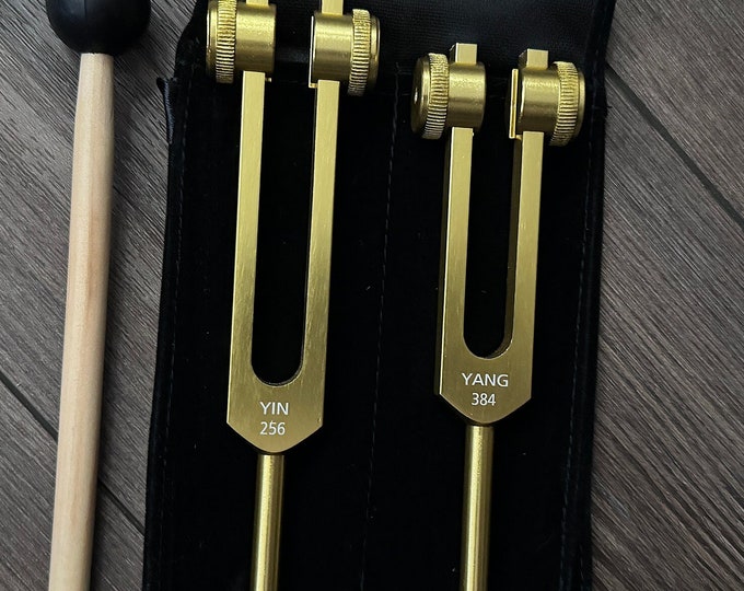 Perfect Fifth Harmonic Yin and Yang Tuning Fork Set - Gold - C 256 Hz G ...