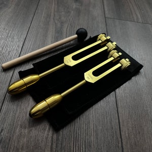 Perfect Fifth Harmonic Yin and Yang Tuning Fork Set - Gold - C 256 Hz G ...