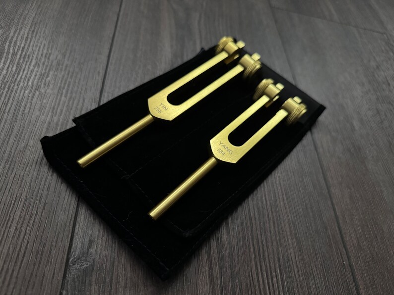 Perfect Fifth Harmonic Yin and Yang Tuning Fork Set - Gold - C 256 Hz G ...