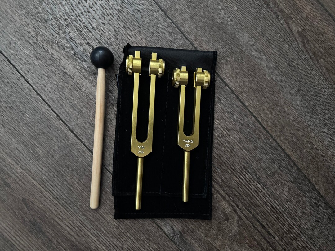 Perfect Fifth Harmonic Yin and Yang Tuning Fork Set - Gold - C 256 Hz G ...