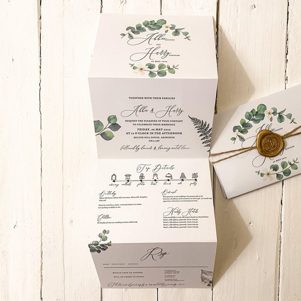 Four Fold Wedding Invitation - Etsy UK
