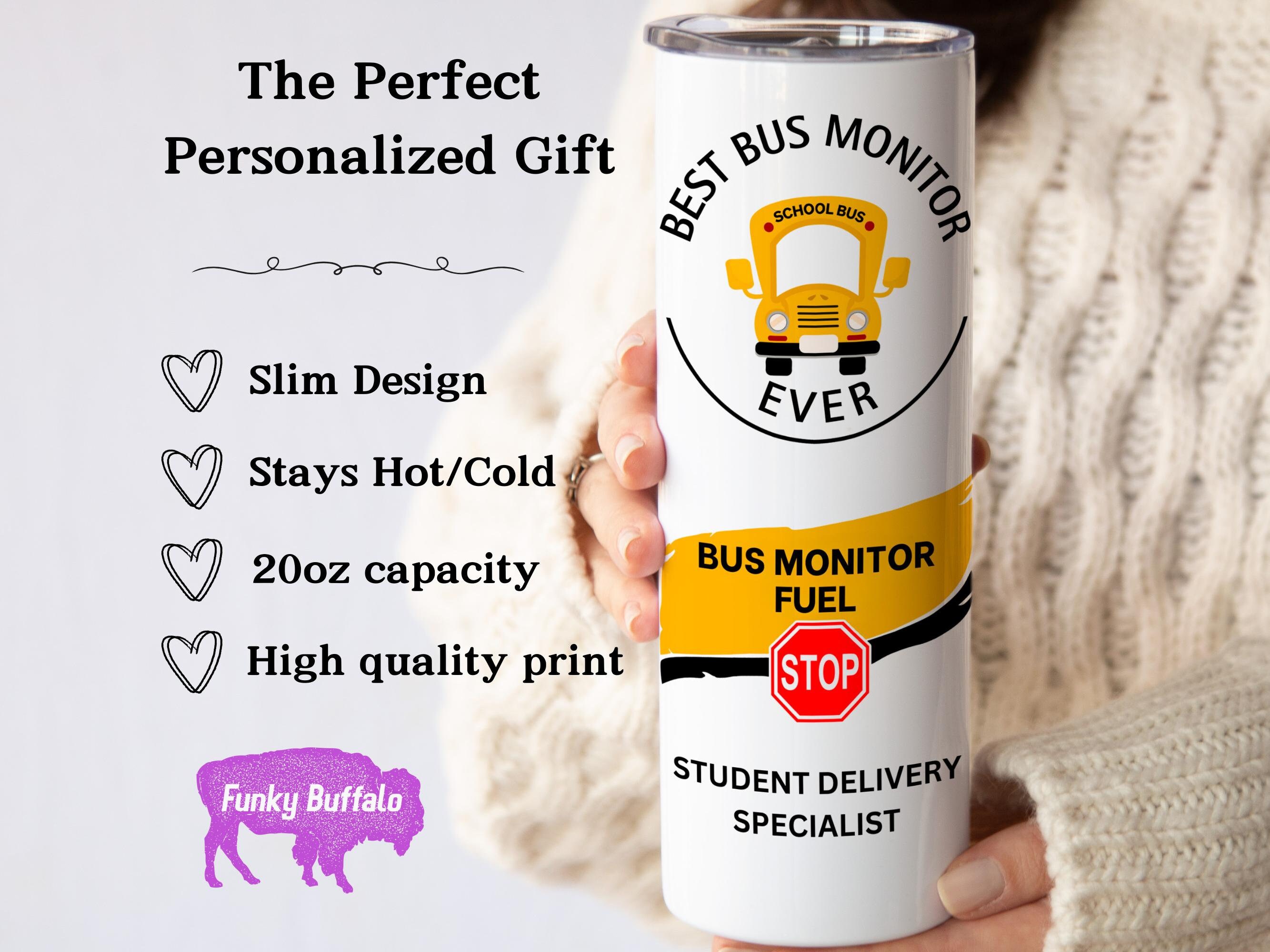 Bus Monitor Gift, Personalized School Bus Monitor Tumbler, Travel Mug ...