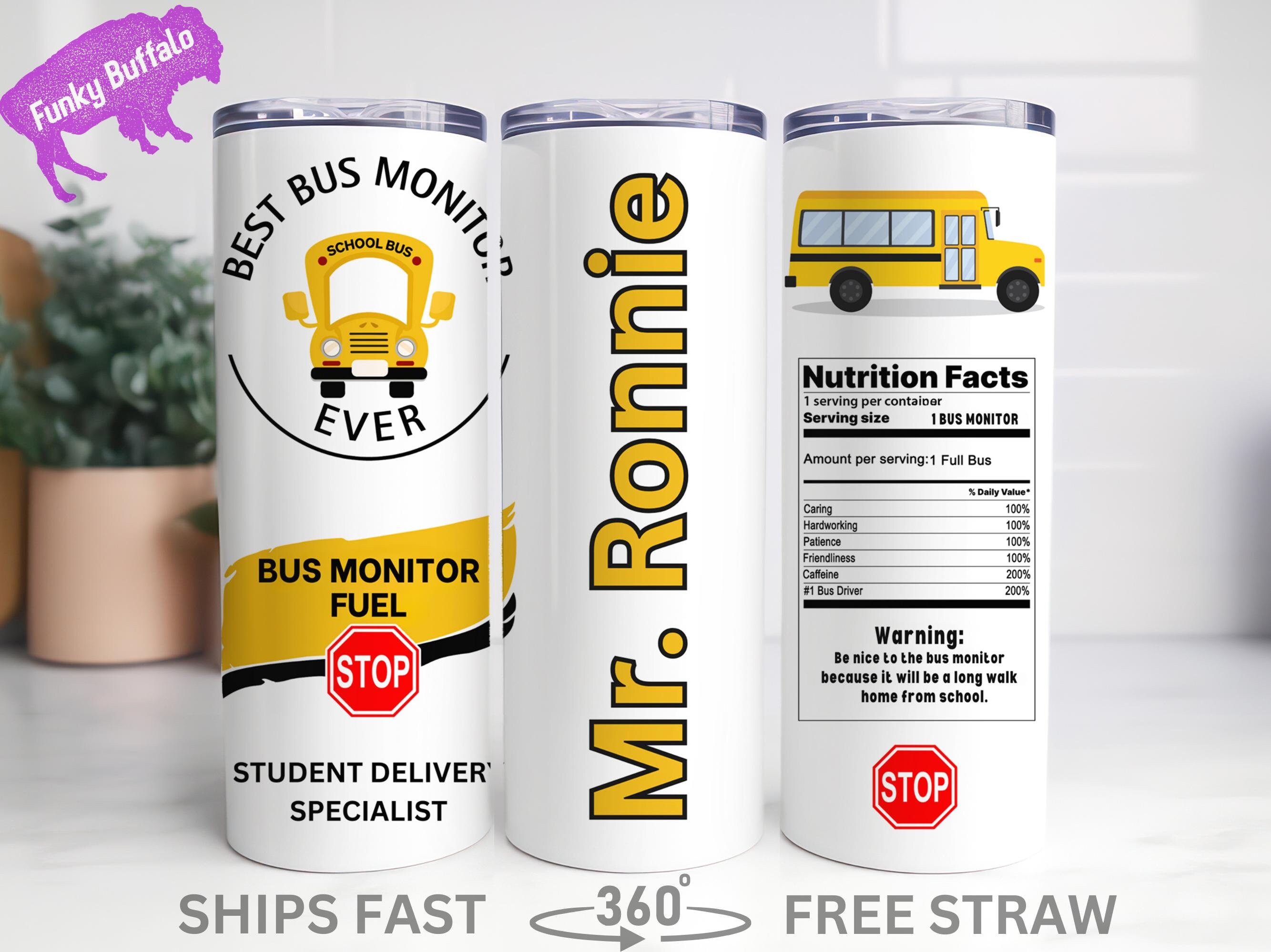 Bus Monitor Gift, Personalized School Bus Monitor Tumbler, Travel Mug ...