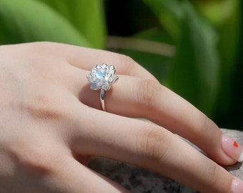 Silver Lotus Ring - Etsy