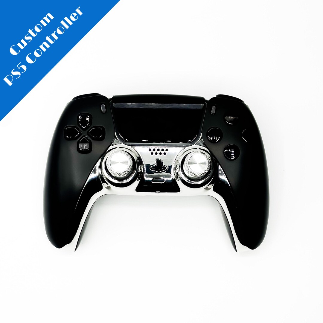 Luxury Custom PS5 Controller Black Chrome Accessories Silver Trim ...