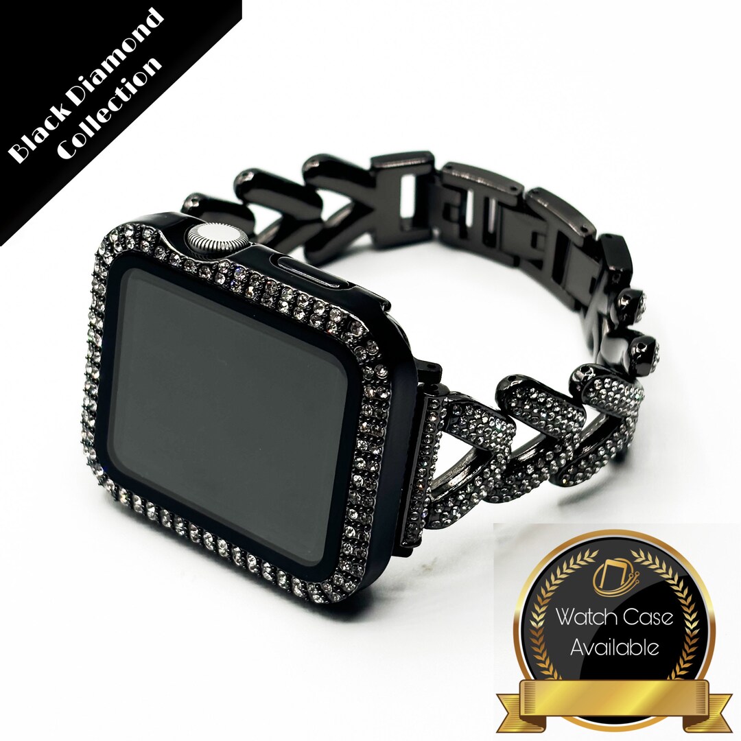 Luxury Apple Watch Band & Case, Black Lab Diamond Braided Steel ...