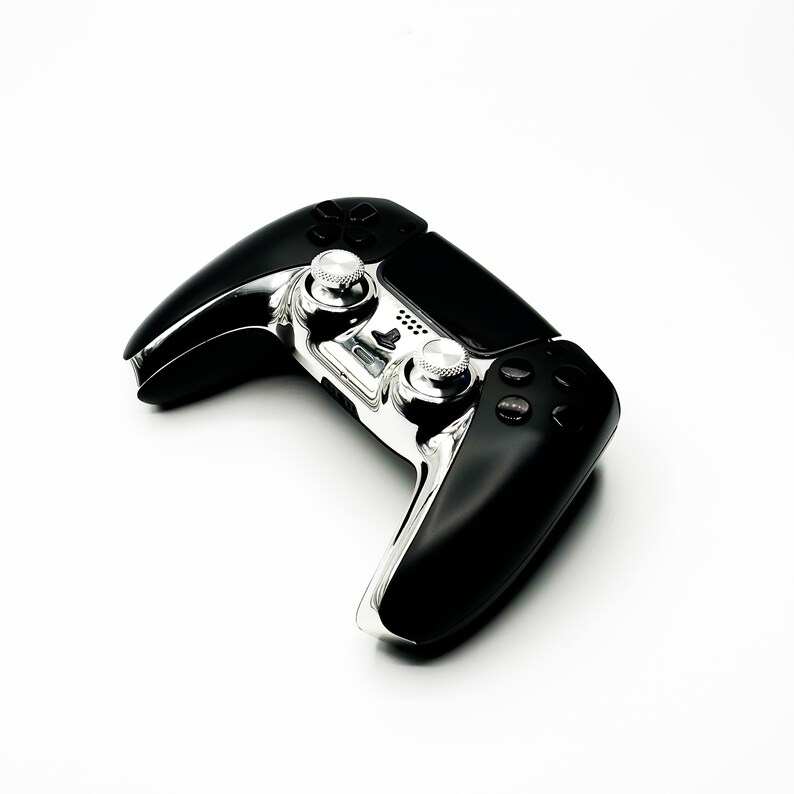 Luxury Custom PS5 Controller Black Chrome Accessories Silver Trim ...